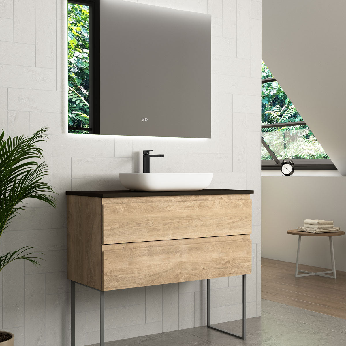 Bänkskiva Solid Surface Tenfors 100x45 cm Svart Matt – Kakelgiganten