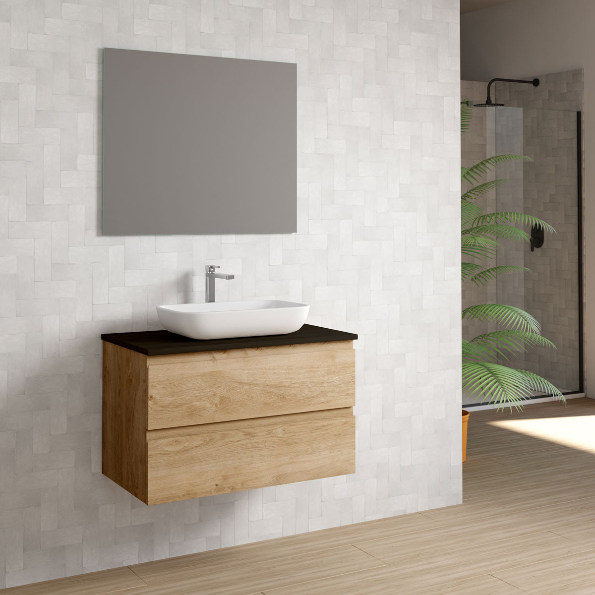 Bänkskiva Solid Surface Tenfors 60x45 cm Svart Matt – Kakelgiganten