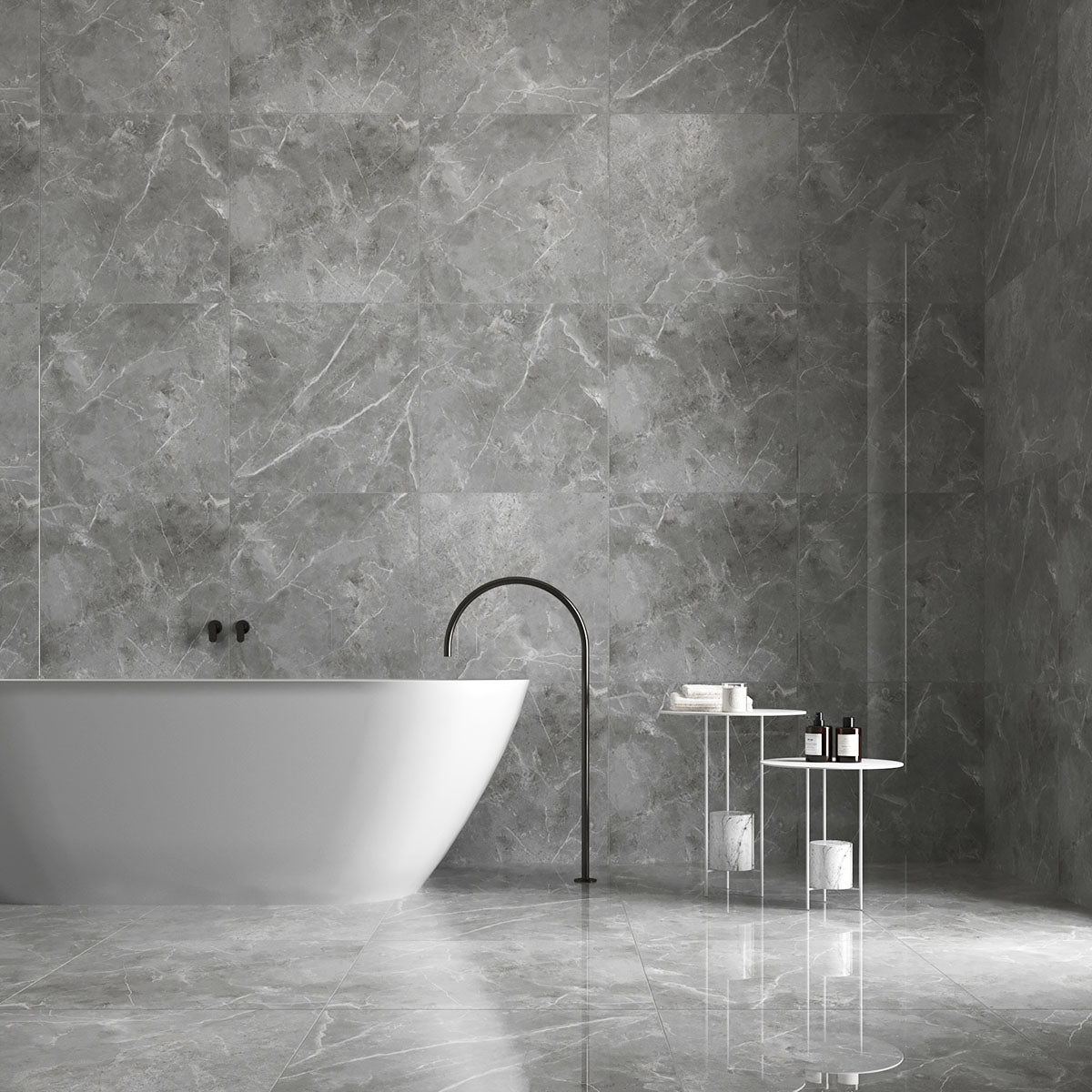 Klinker Pulpis Dark Grey Marmor Blank 60x60 – Kakelgiganten
