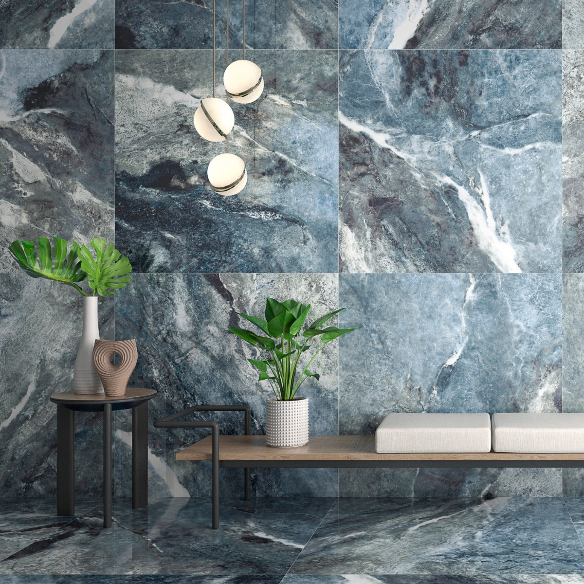 Gulvflis Amazona Blue Marmor Blank 60x120 – Kakelgiganten